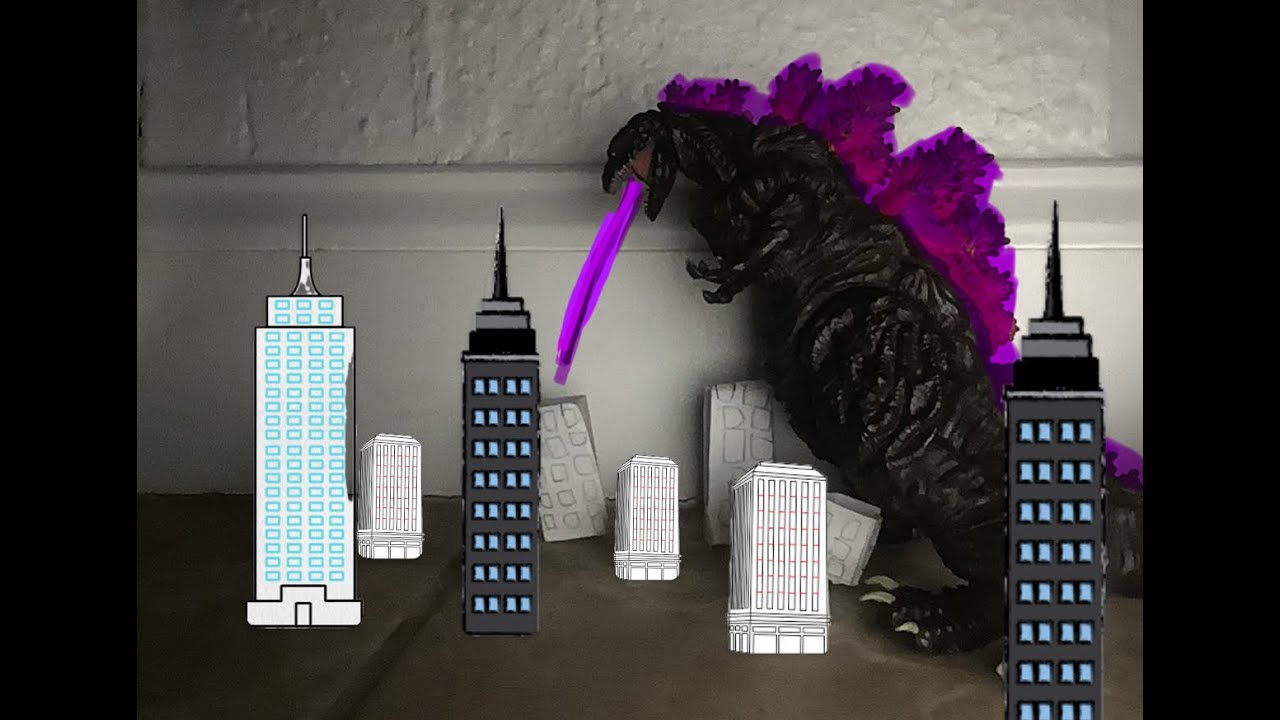 Shin Godzilla destroys the city in stop motion form - YouTube