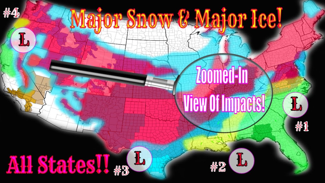 Major Snow Storm & Major Ice Storm Update, Zoomed View Of Impacts ...