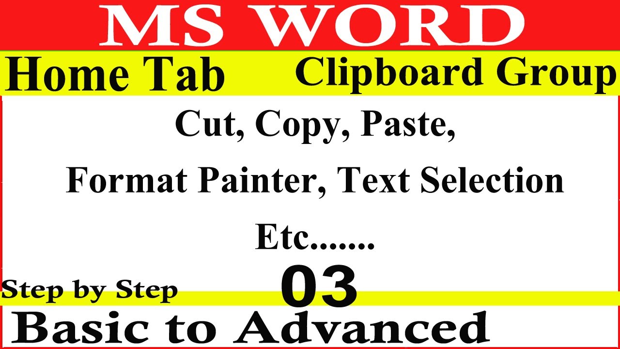 Using Cut, Copy, Paste, Format Painter Options in MS Word | Using ...