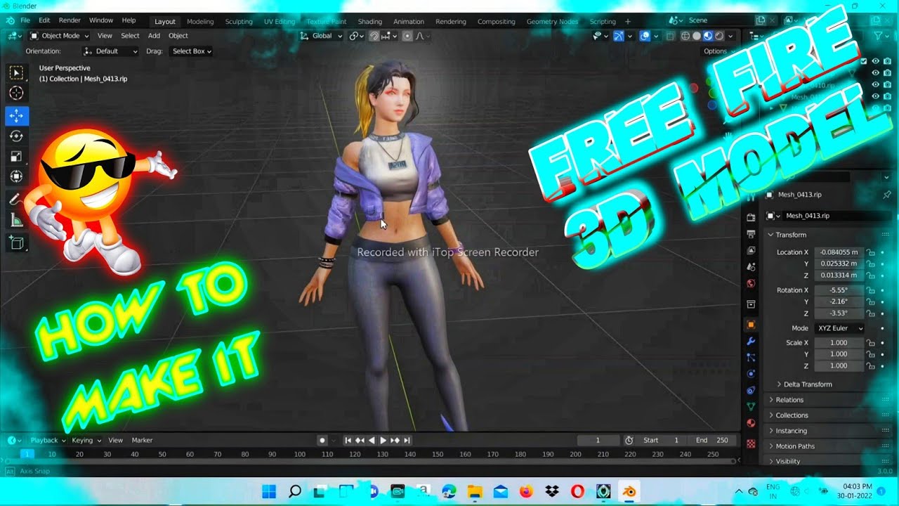 How to make own free fire 3D Model in blender | Free Fire characters ...