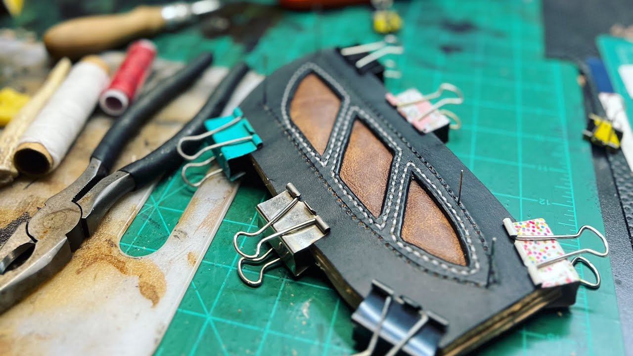Making a leather sheath with inlay - YouTube