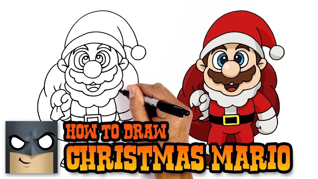 How to Draw Christmas Mario | Holiday Step-by-Step Tutorial - YouTube