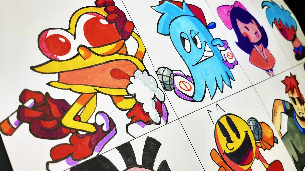 Drawing FNF (Friday Night Funkin) - Pac-Man (Arcade World) / Twinsomnia ...
