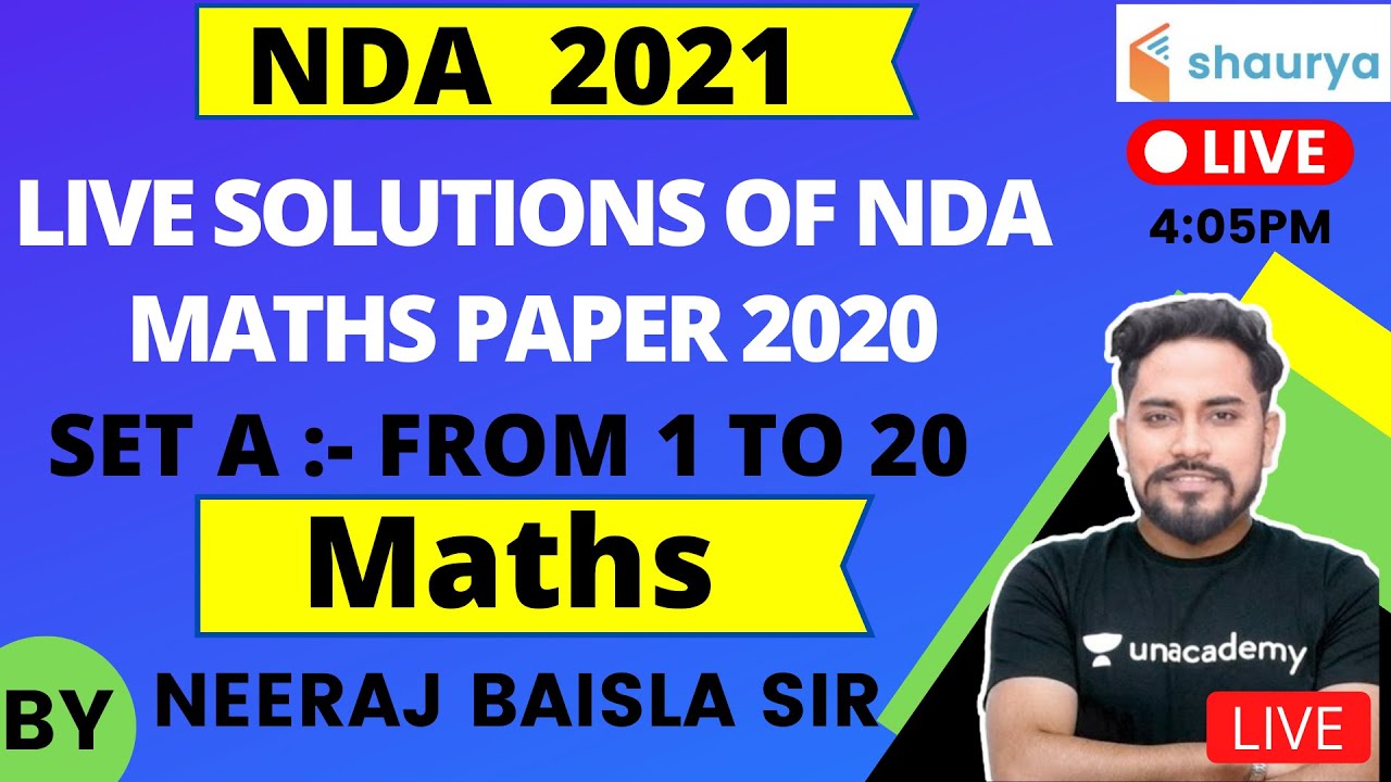Live Solutions of NDA Maths Paper 2020 | Target NDA/AIRFORCE/NAVY 2021 ...