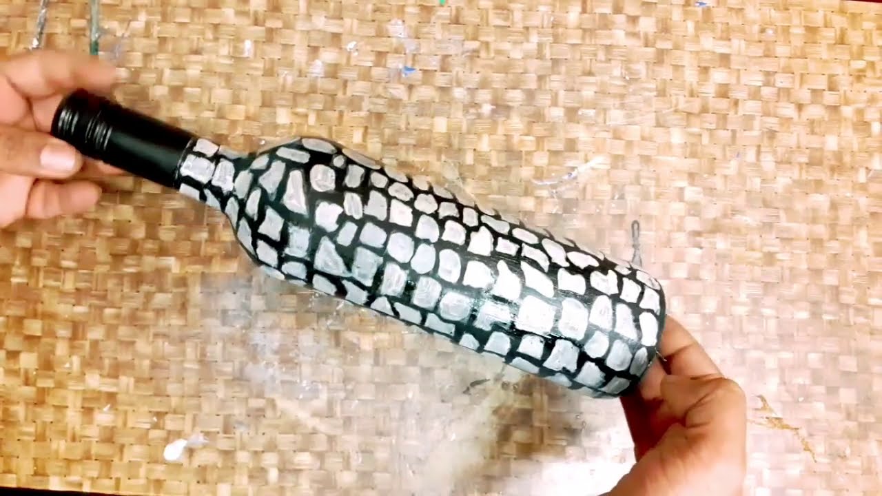 How to make easy bottle art with 2 colorbotel pai/2Color botel painting ...