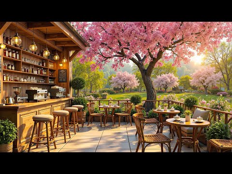 Calm Jazz Music for Stress Relief | Cozy Cafe by Spring Garden with ...