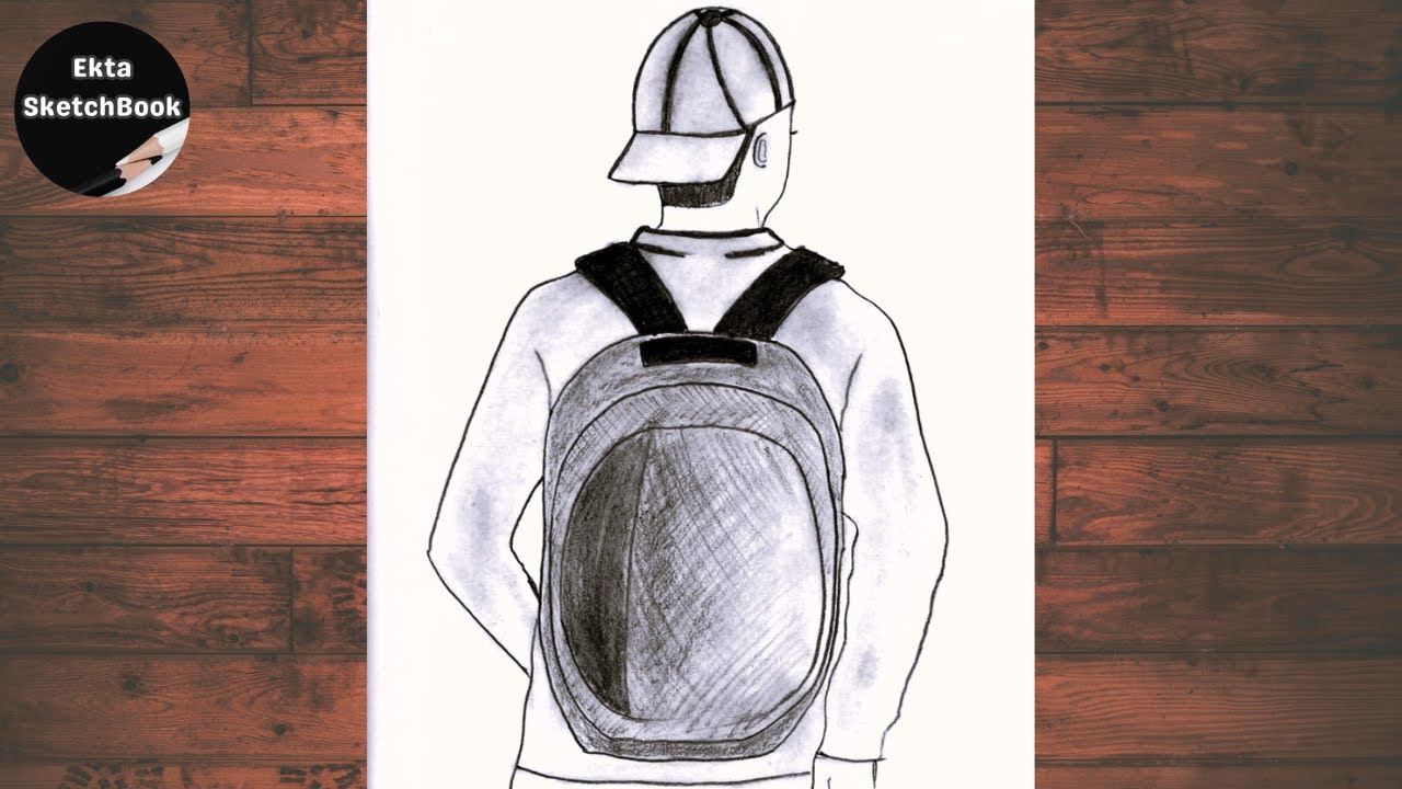 How to draw backside of a boy || Pencil sketch of a school boy || Step ...