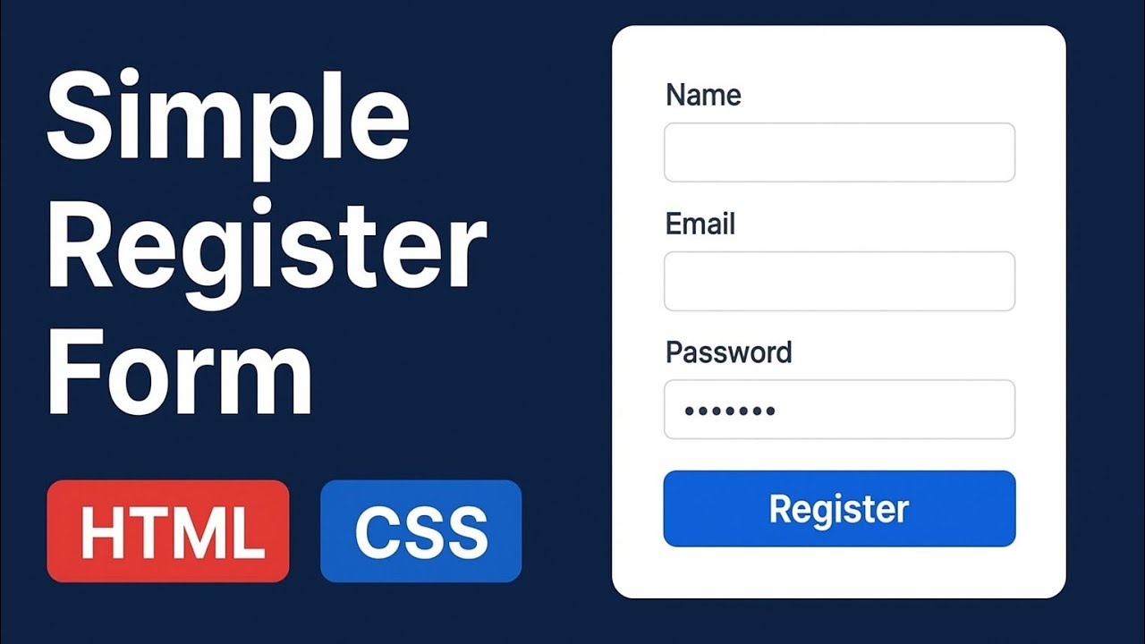 How to create Basic registration form HTML and CSS - YouTube