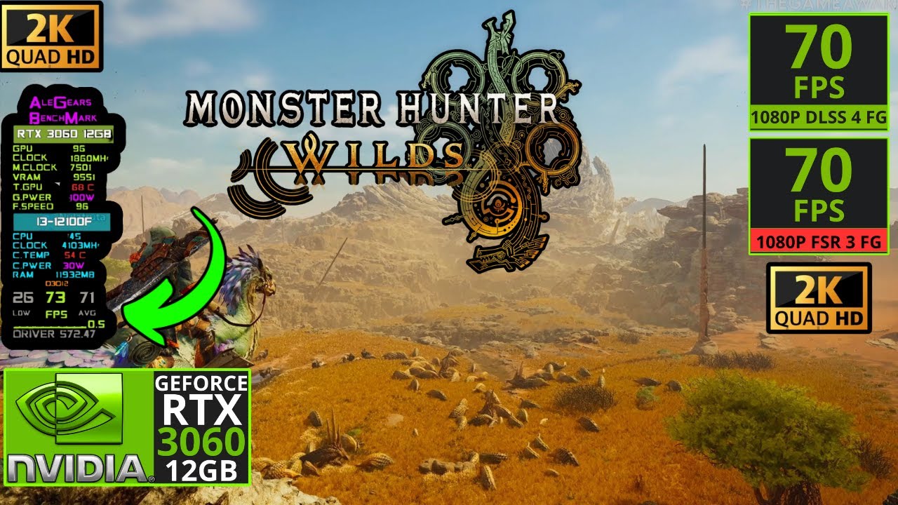 Monster Hunter Wilds (1080P) (DLSS4-FSR3 + FG) |RTX 3060 12GB + i3 ...