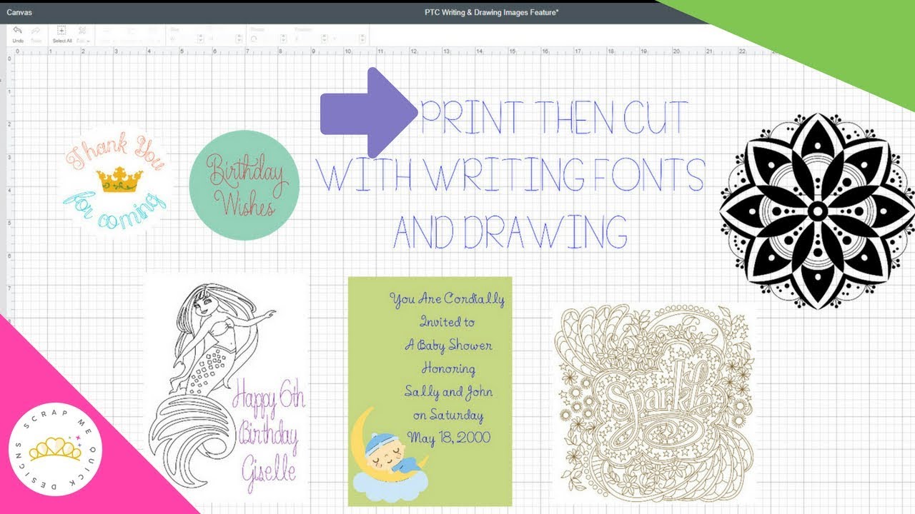 Print then Cut with Writing Fonts and Drawn Images Tutorial - YouTube