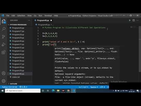 Python Program to Illustrate Different Set Operations - YouTube