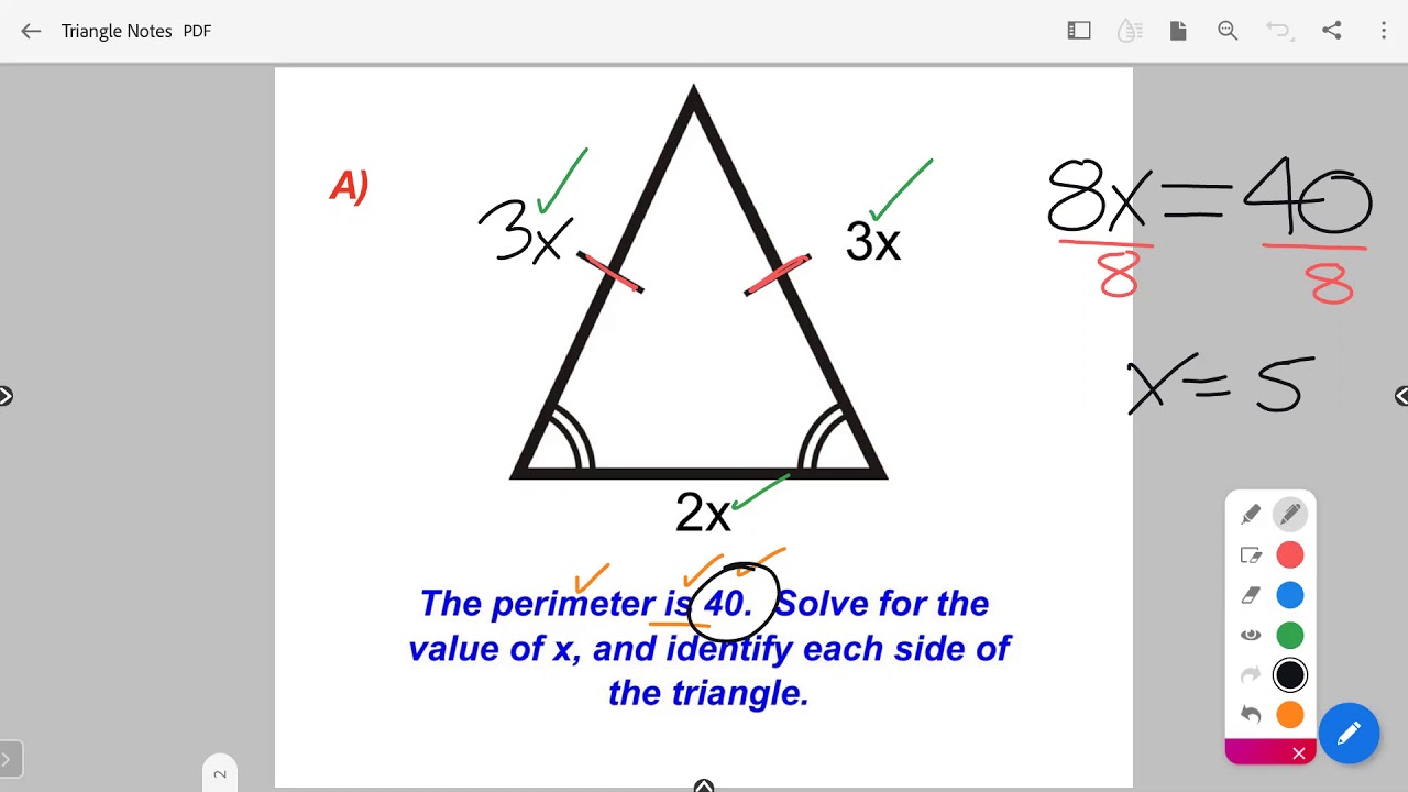 Triangle Algebra Perimeter - YouTube