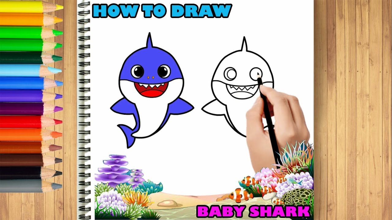 baby shark drawing for children | how to draw baby shark for kids - YouTube