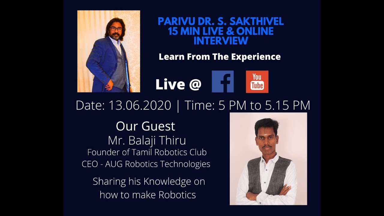 15 Min Interview with Robo Balaji, Founder of Tamil Robotics Club & CEO ...