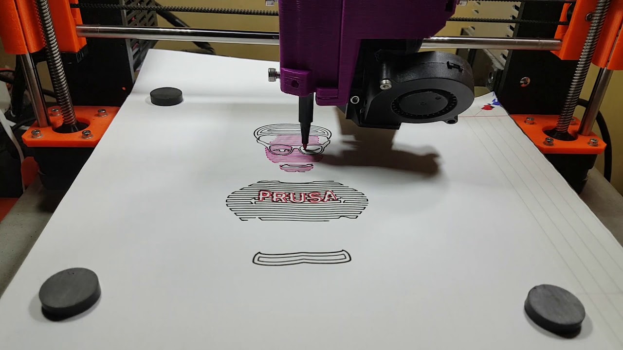 2D plotter adapter for Prusa 3D printer - Little Prusa drawing - YouTube