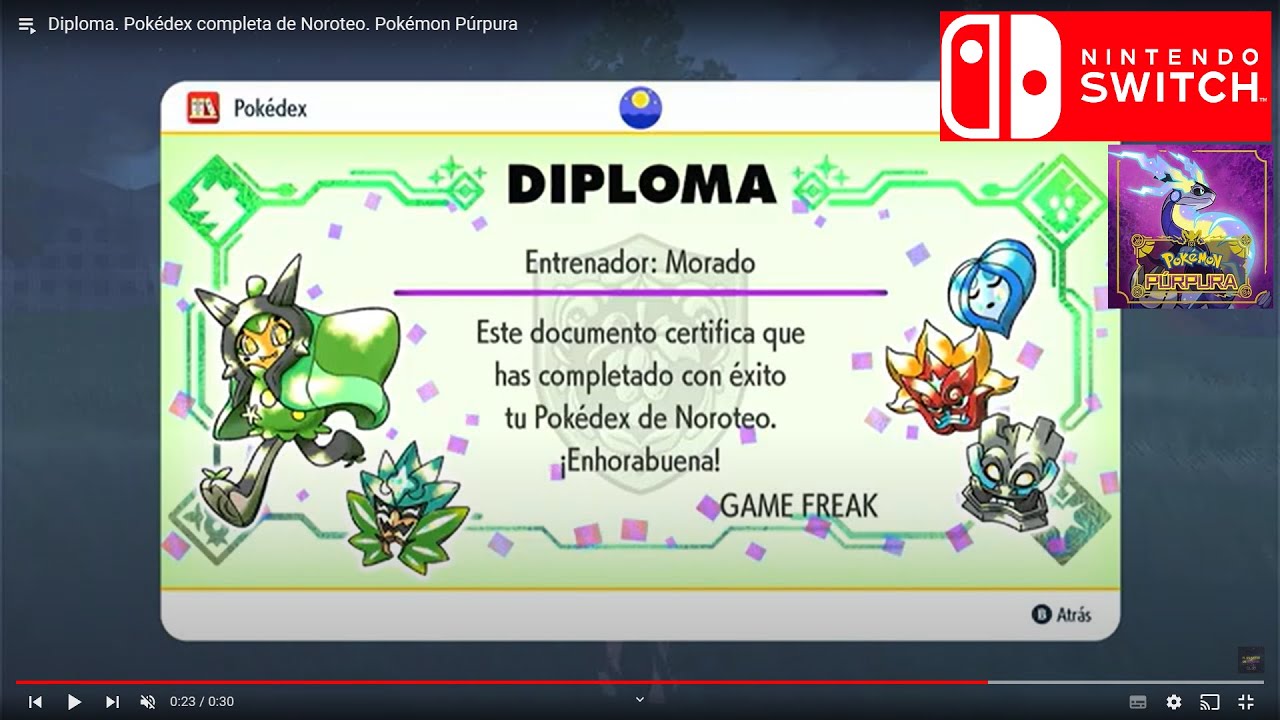 Diploma. Pokédex completa de Noroteo. Pokémon Púrpura - YouTube