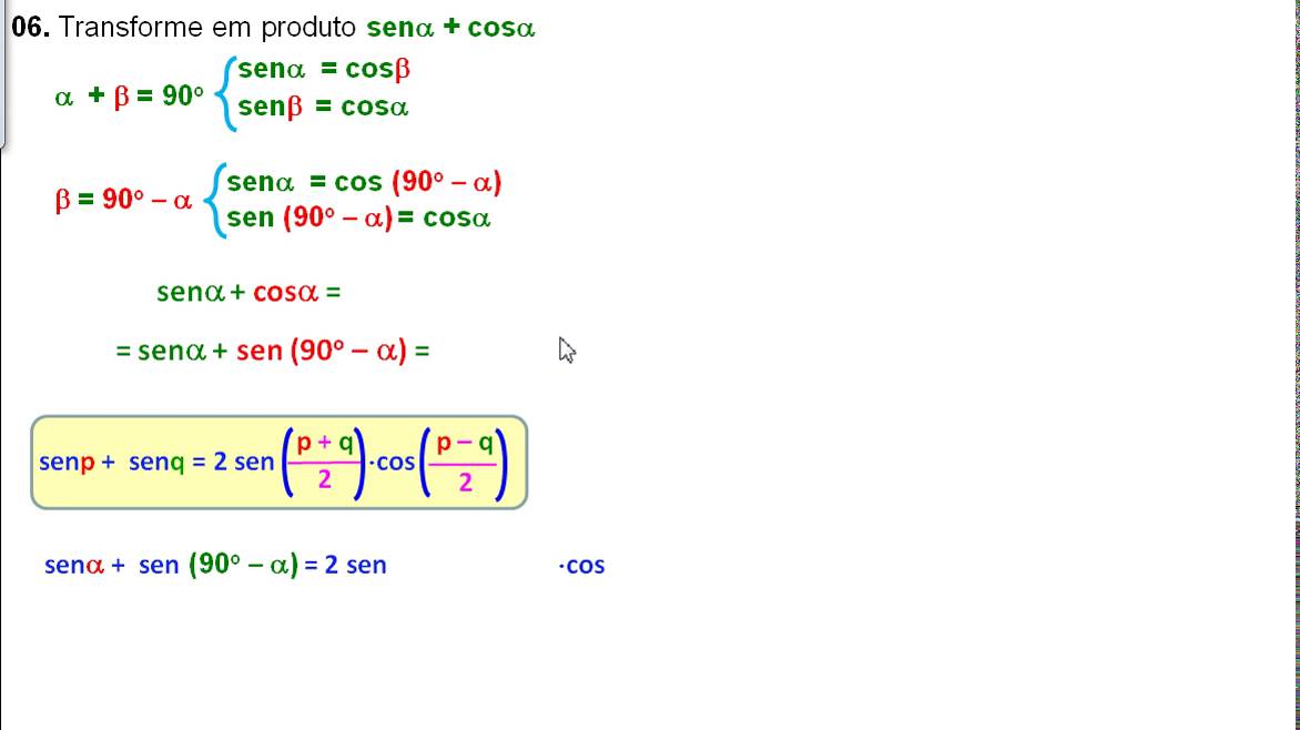 PROSTAFÉRESE Q 06 Fatoração Trigonométrica - YouTube