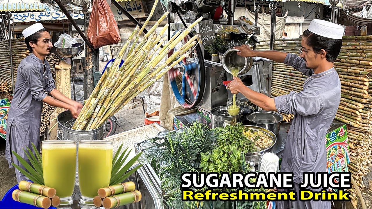 100% Fresh & Sweet SUGARCANE JUICE! Most Satisfying Sugarcane Juice ...