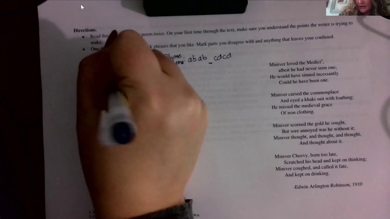 Miniver Cheevy annotations - YouTube