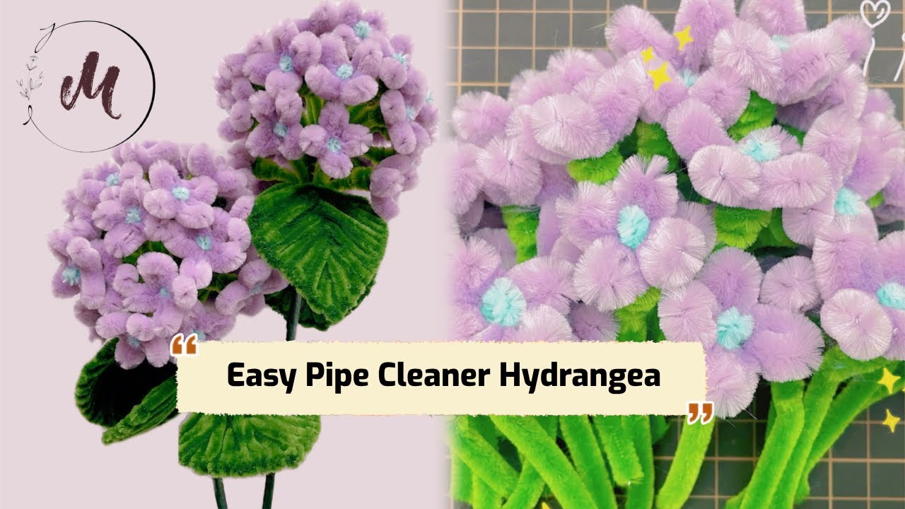 Handmade diy pipe cleaner hydrangeas flowers tutorial 💐 - YouTube