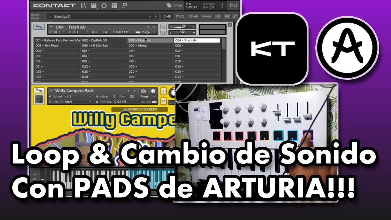 Loop y Cambio de Sonidos con PADS de Controlador MIDI ARTURIA - YouTube
