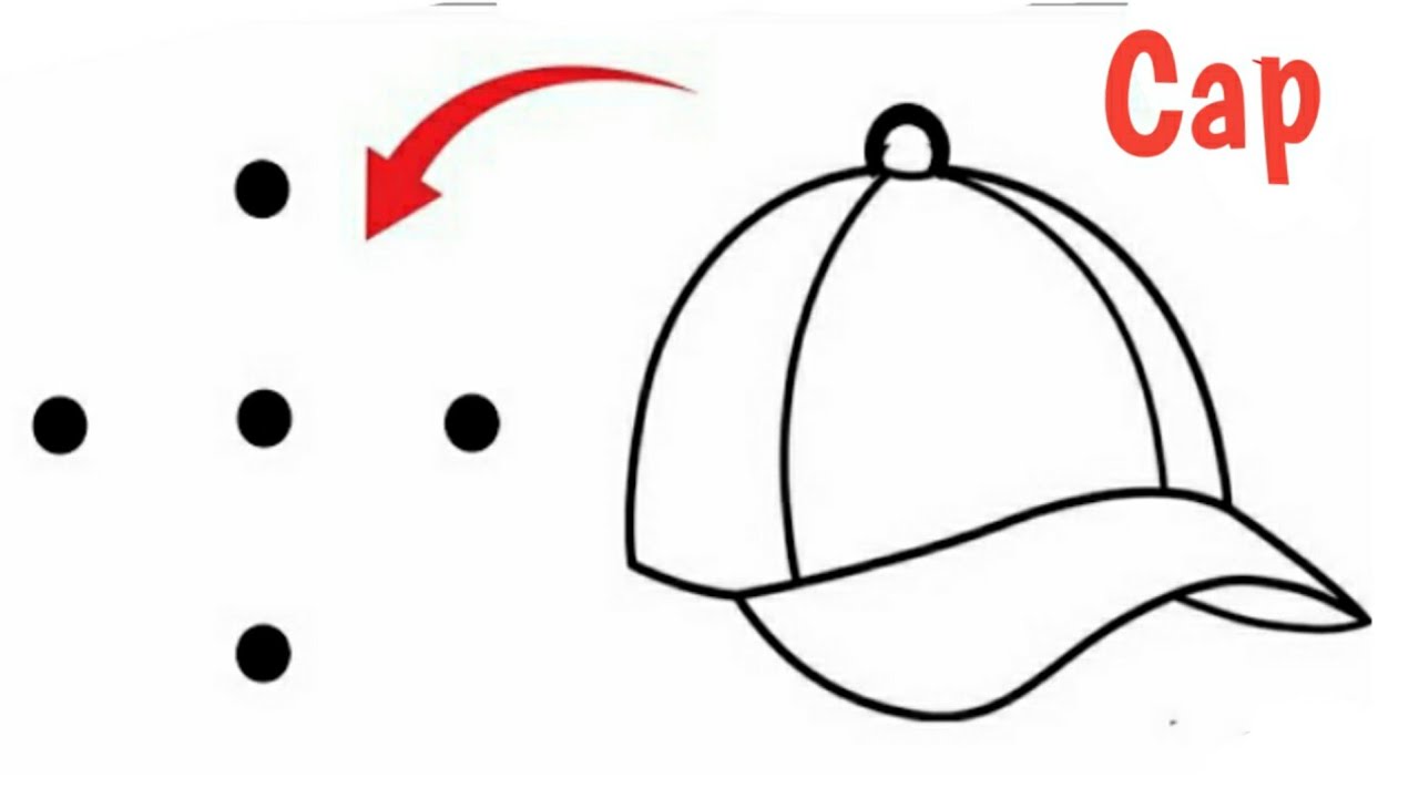 How To Draw Cap With Dots|Easy Cap Drawing|Dots Drawing - YouTube