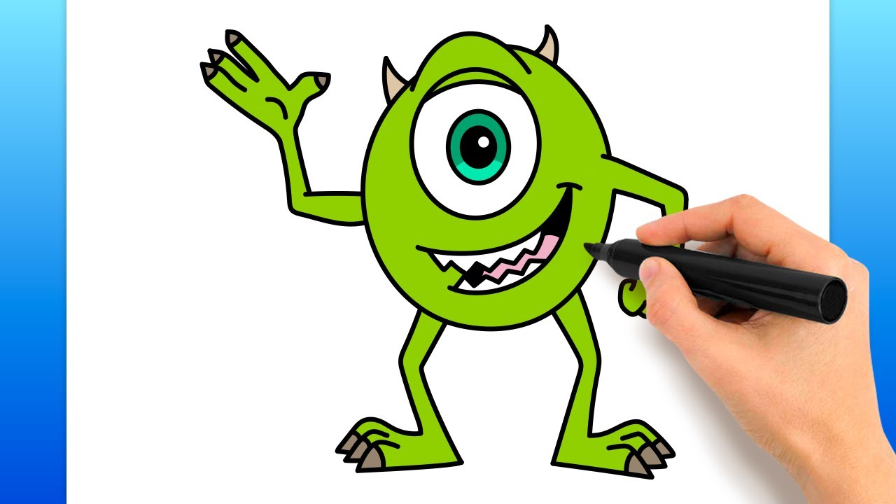 How To Draw Mike Wazowski From Monsters, Inc. (Easy Drawing Tutorial ...