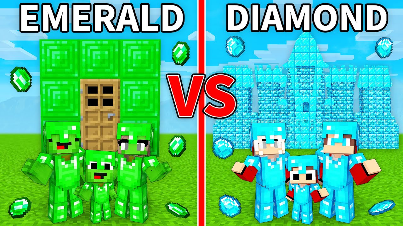 Mikey EMERALD vs JJ DIAMOND FAMILY Survival Battle in Minecraft (Maizen ...