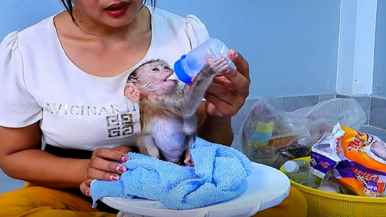 Take a shower and be hungry for milk- Cute baby Charly - YouTube