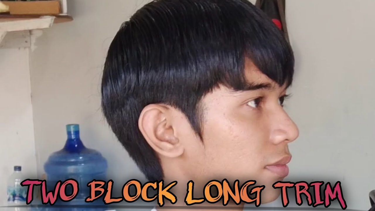 Cukuran two block long trim full menggunakan gunting | korean hairstyle ...