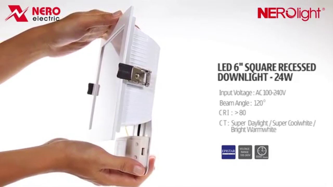 NEROLIGHT LED 6" SQUARE RECESSED DOWNLIGHT - 24W - YouTube