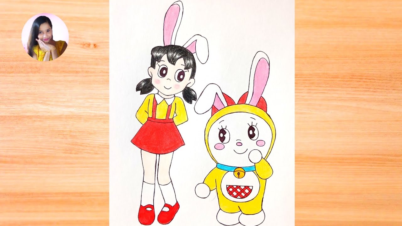 How to draw Shizuka and Dorami || Shizuka and Dorami drawing - YouTube