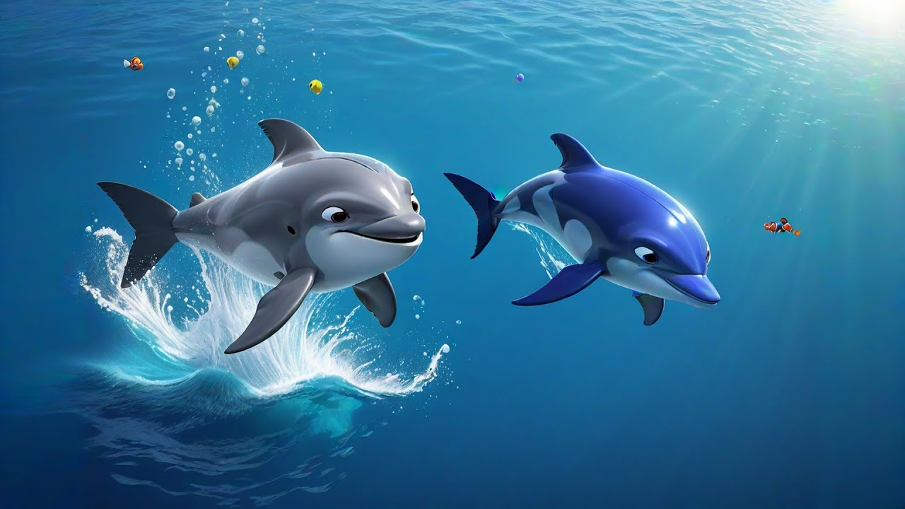 Three Singing Dolphins Dance in Waves | Ocean Animal Song for Kids ...