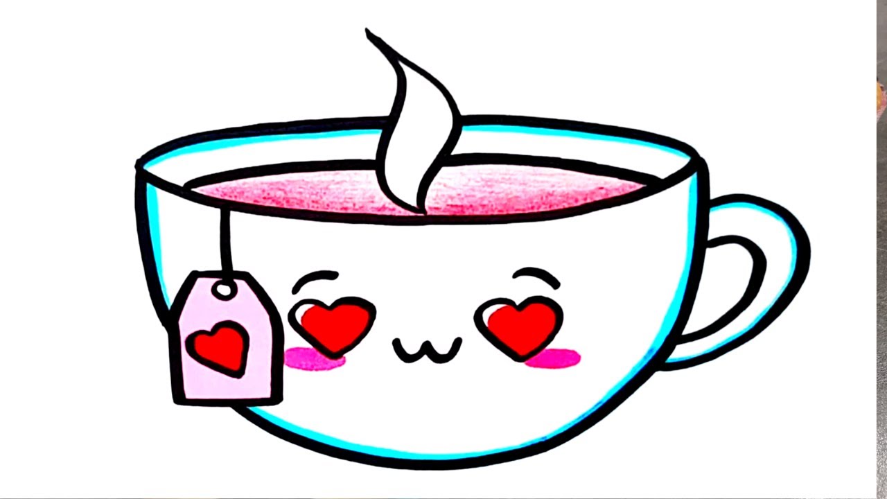 how to draw a cup of tea DRAW CUTE - YouTube