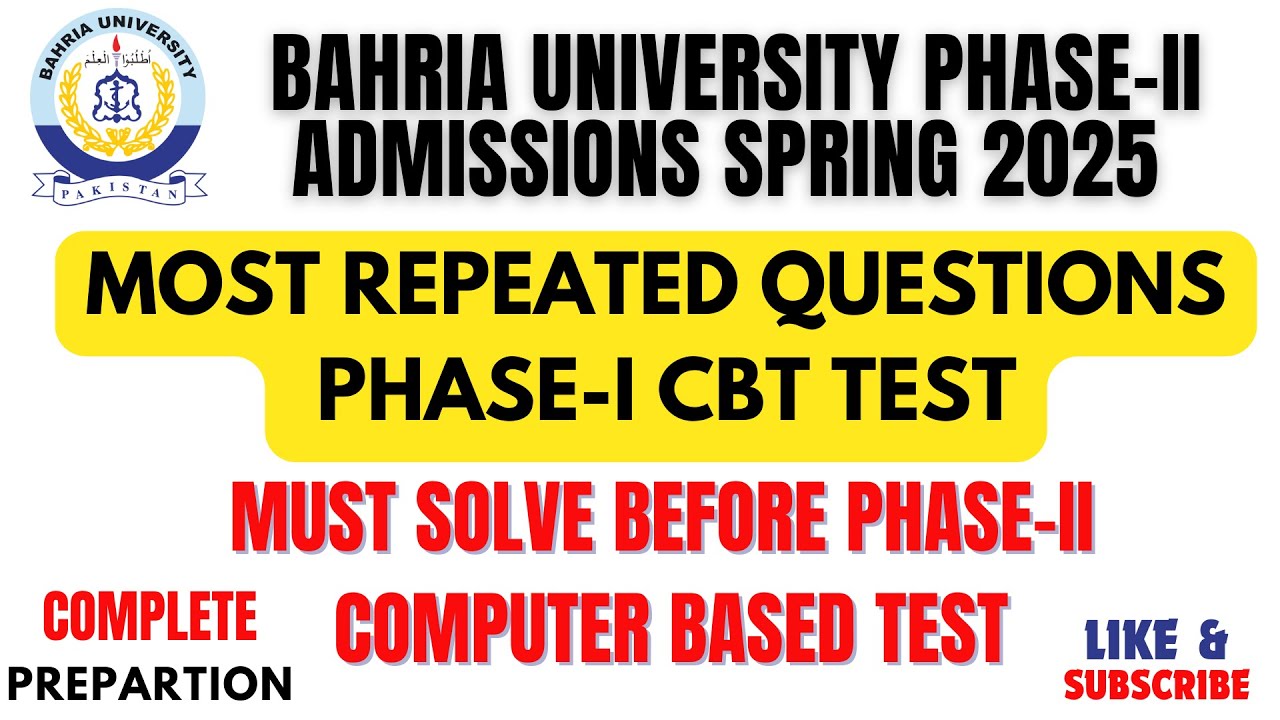 Bahria University CBT Entrance Test Preparation | Phase I Most Repeated ...