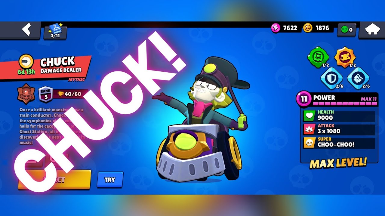 Brawl Stars New Brawler First Looks! [Power 11 Chuck] Gameplay - YouTube