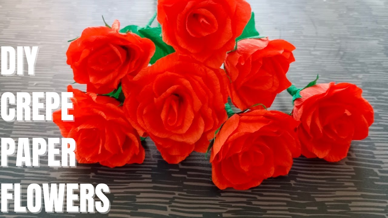 Crepe paper flowers|| DIY Handmade crepe paper Roses - YouTube
