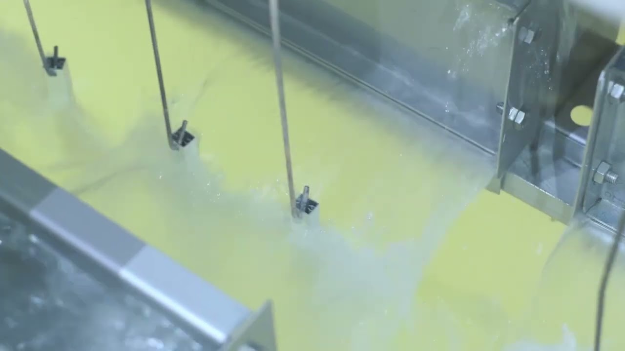 automatic aluminum profiles vertical powder coating line - YouTube
