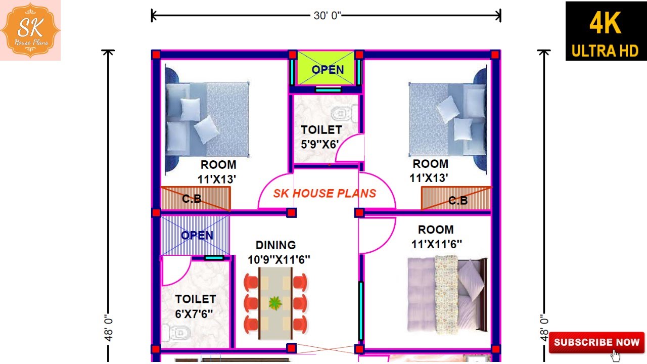 HOUSE PLAN 30' X 48' / 1440 SQ.FT / 160 SQ.YDS / 134 SQ.M / 160 GAJ ...