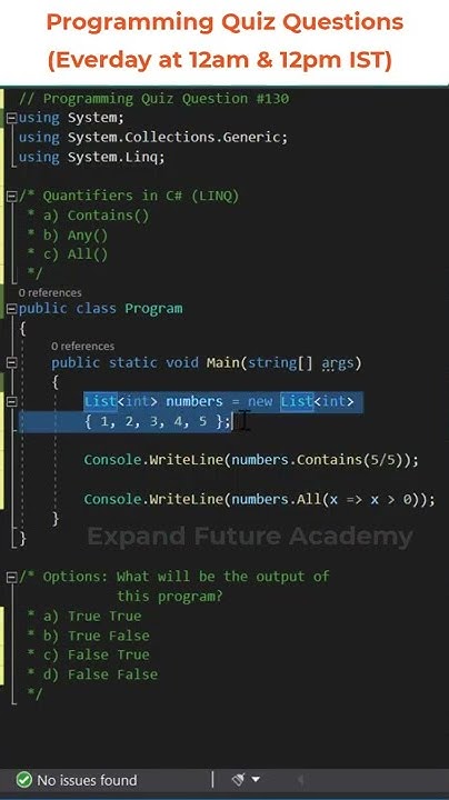 Programming Quiz Questions Q130 Expand Future Academy Shorts Csharp Dotnet Youtube