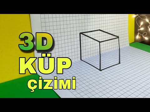 Kareli Kağıda 3D Küp Nasıl Çizilir? | How to Draw a  Cube 3D trick art on Graph Paper