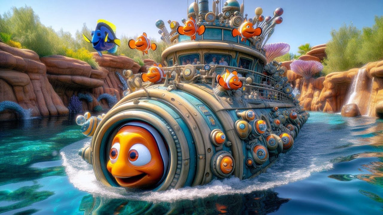 4K Finding Nemo submarine voyage Disneyland full ride - YouTube