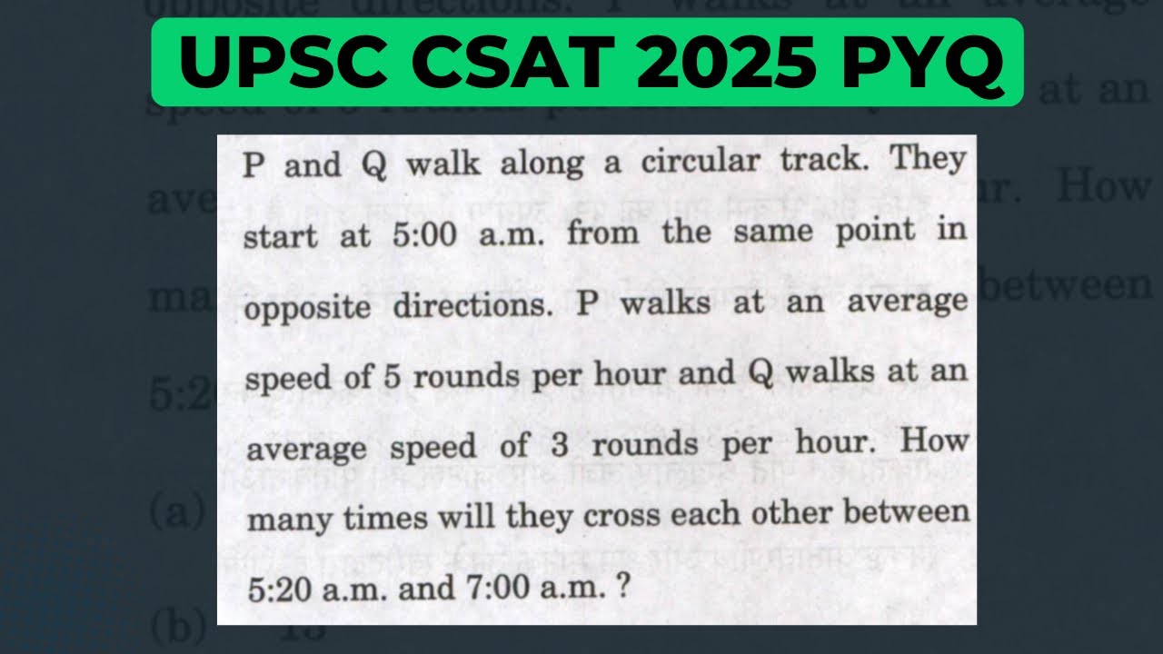 P and Q walk along a circular track. They start at 5:00a.m from the ...