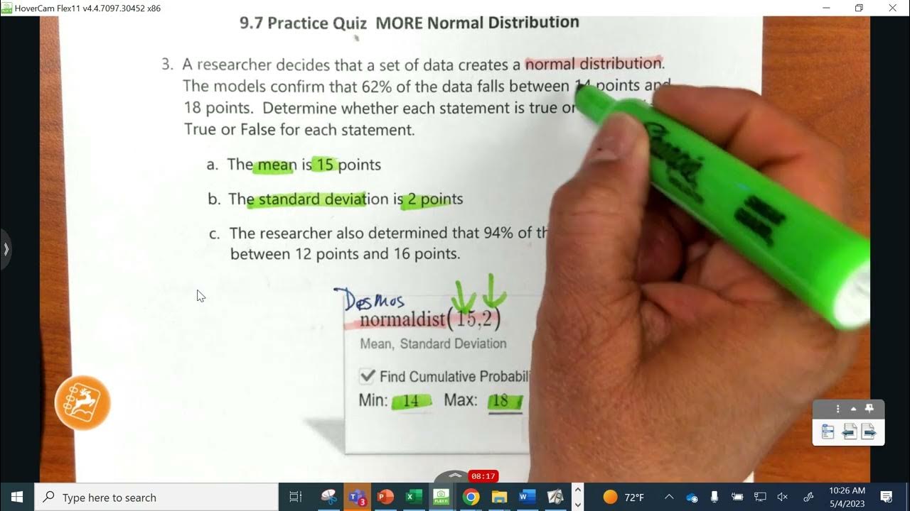 9 7 Practice Quiz MORE Normal Distribution - YouTube