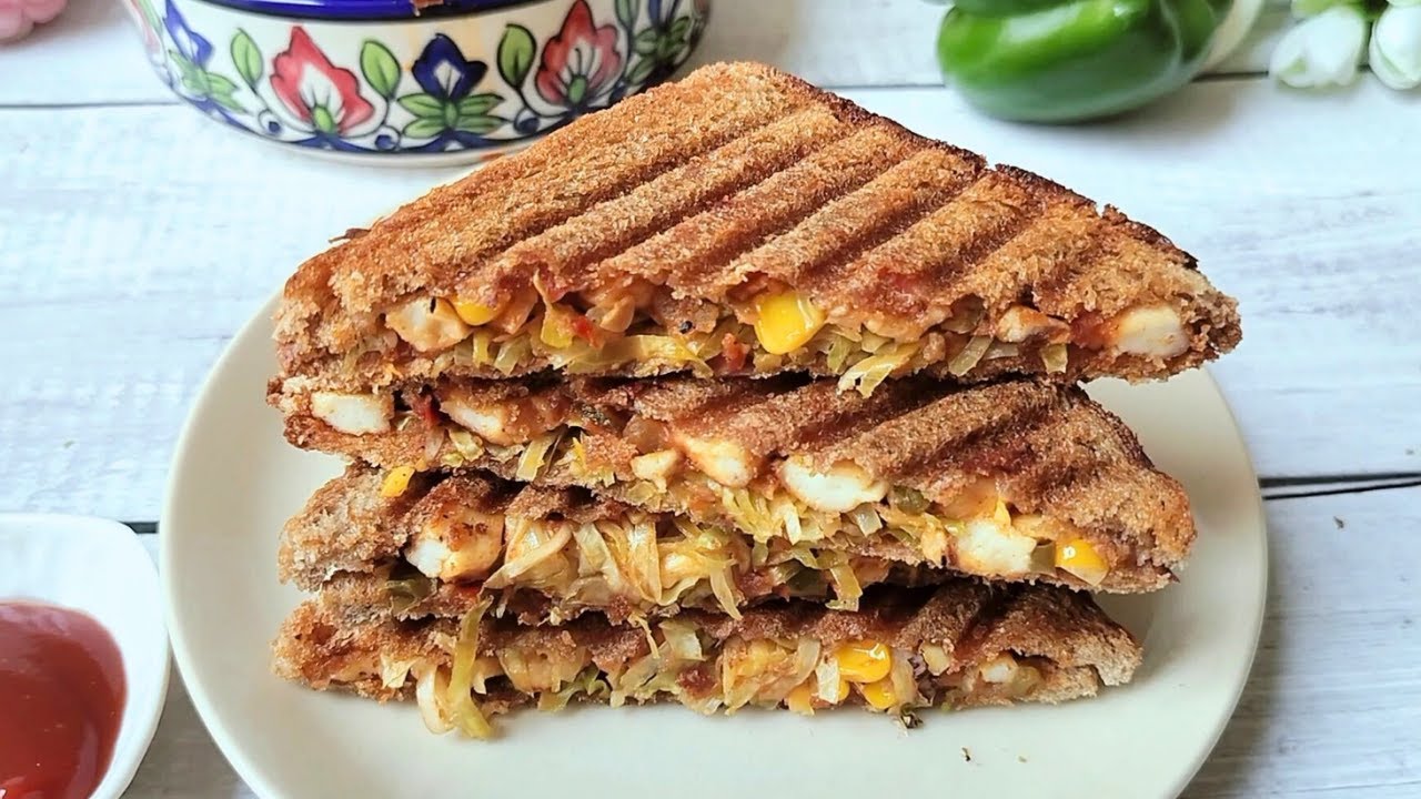OMG! This is so Delicious | Paneer Schezwan Sandwich | Paneer Corn ...