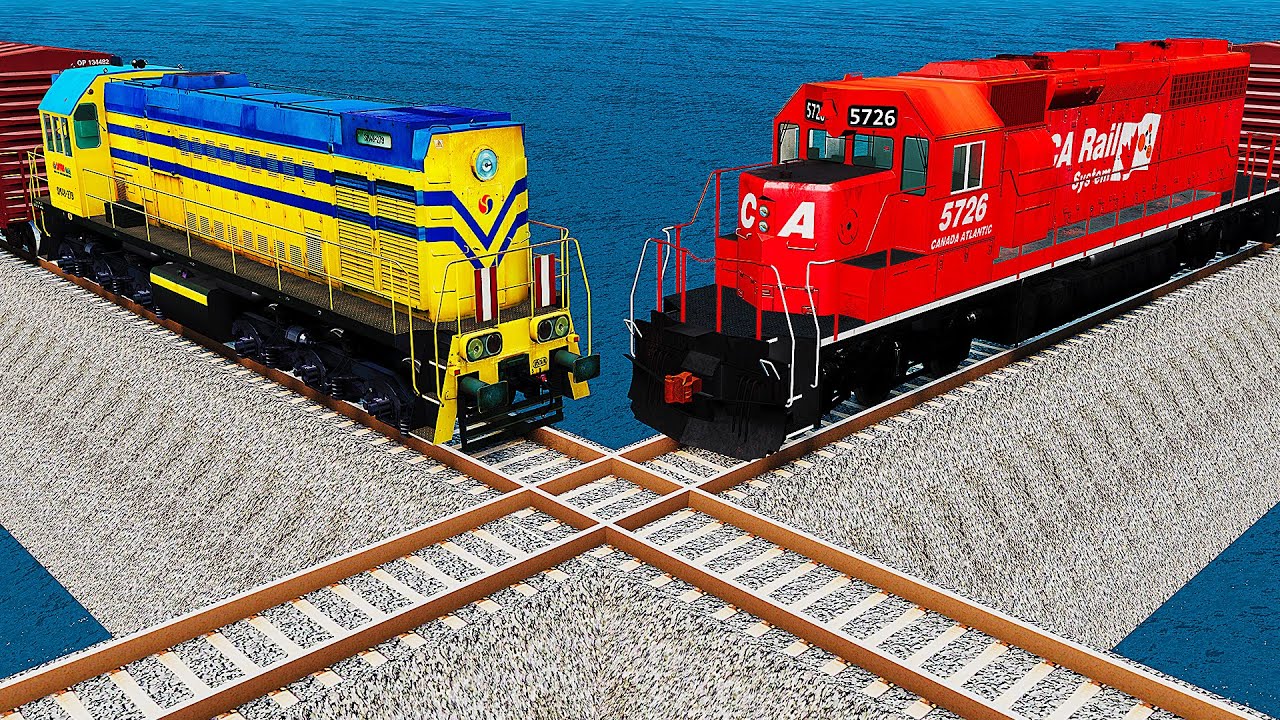 Train vs Train vs Overlap Track Mistake Crossing Deepwater - BeamNG ...