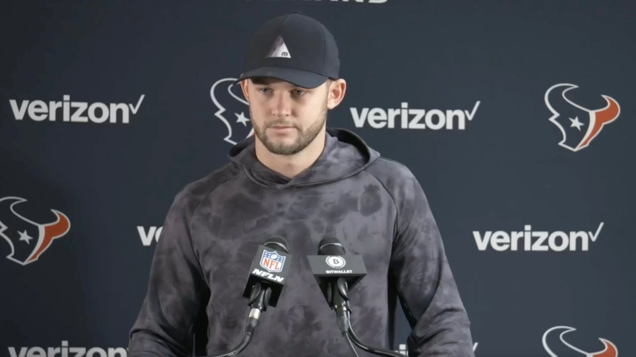 QB Kyle Allen meets with the media after being announced as the Texans ...