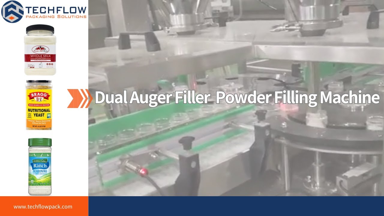 Glass Bottles Dual Channel Auger Filler丨Techflow Pack High Precision ...