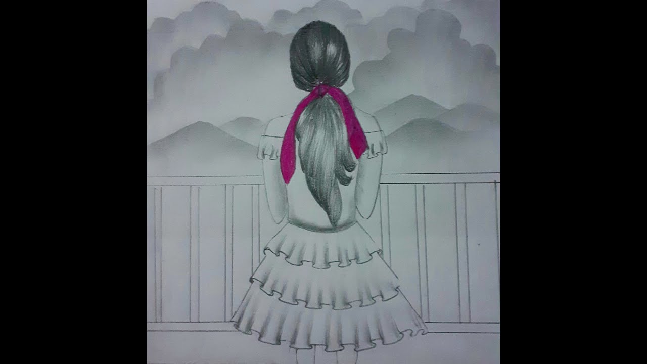 How to draw a girl standing at the balcony #supereasyway #stepbystep ...