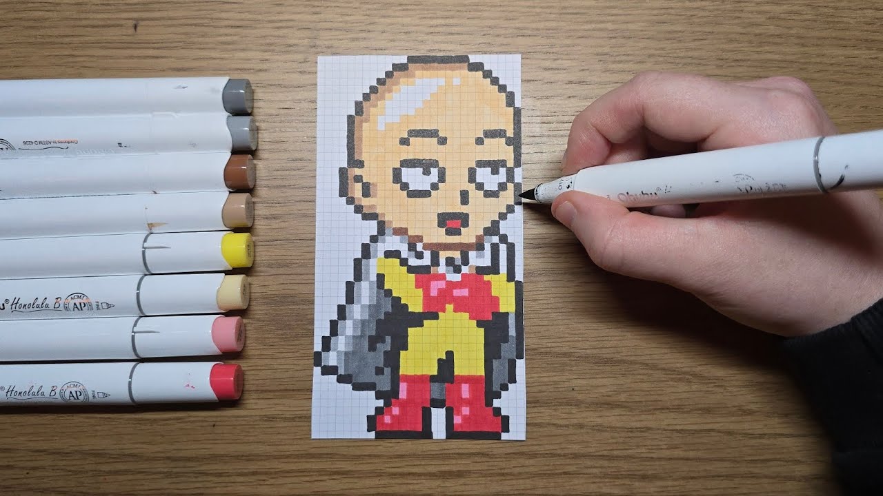 Saitama Pixel Art Drawing | One Punch Man - YouTube